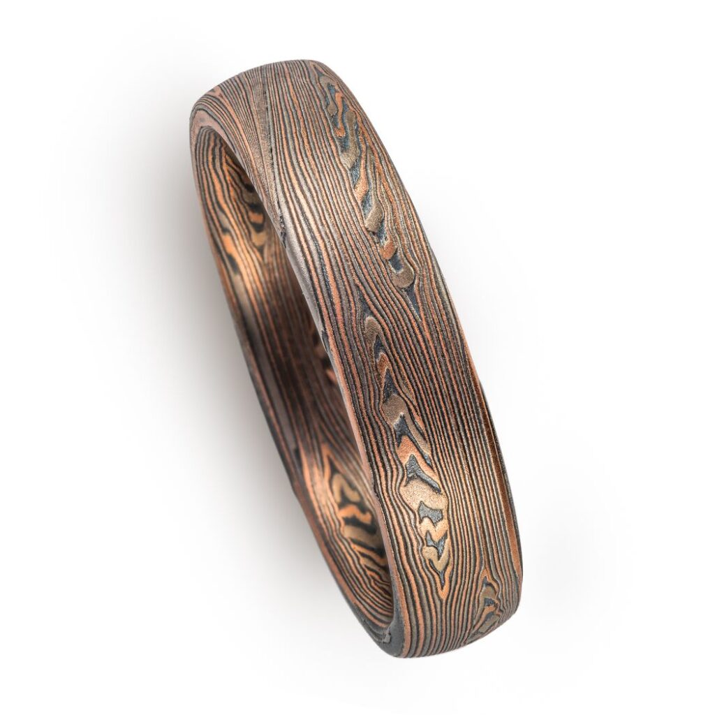 Rustic Mokume Flow Pattern Ring