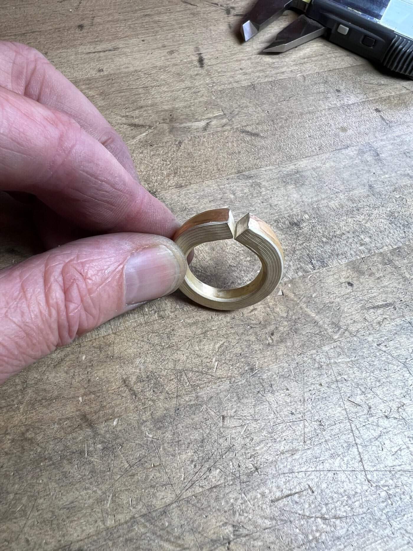 Silver and Gray Mokume Gane Wood Grain Ring - arnkrebs.com