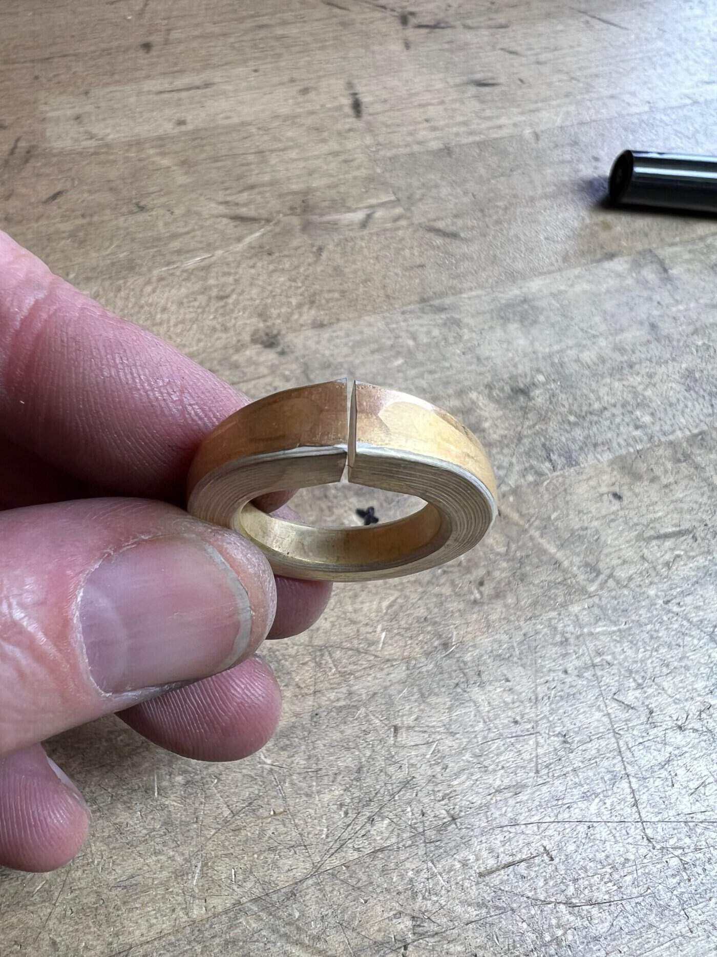 Silver and Gray Mokume Gane Wood Grain Ring - arnkrebs.com