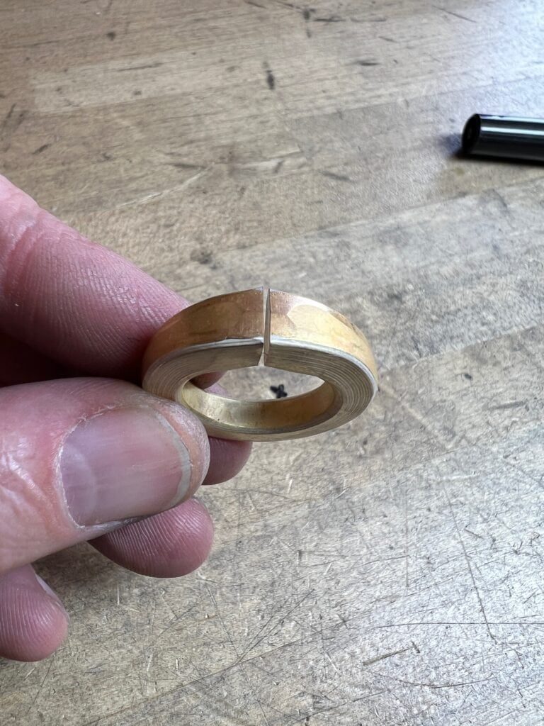 Silver and Gray Mokume Gane Wood Grain Ring - arnkrebs.com