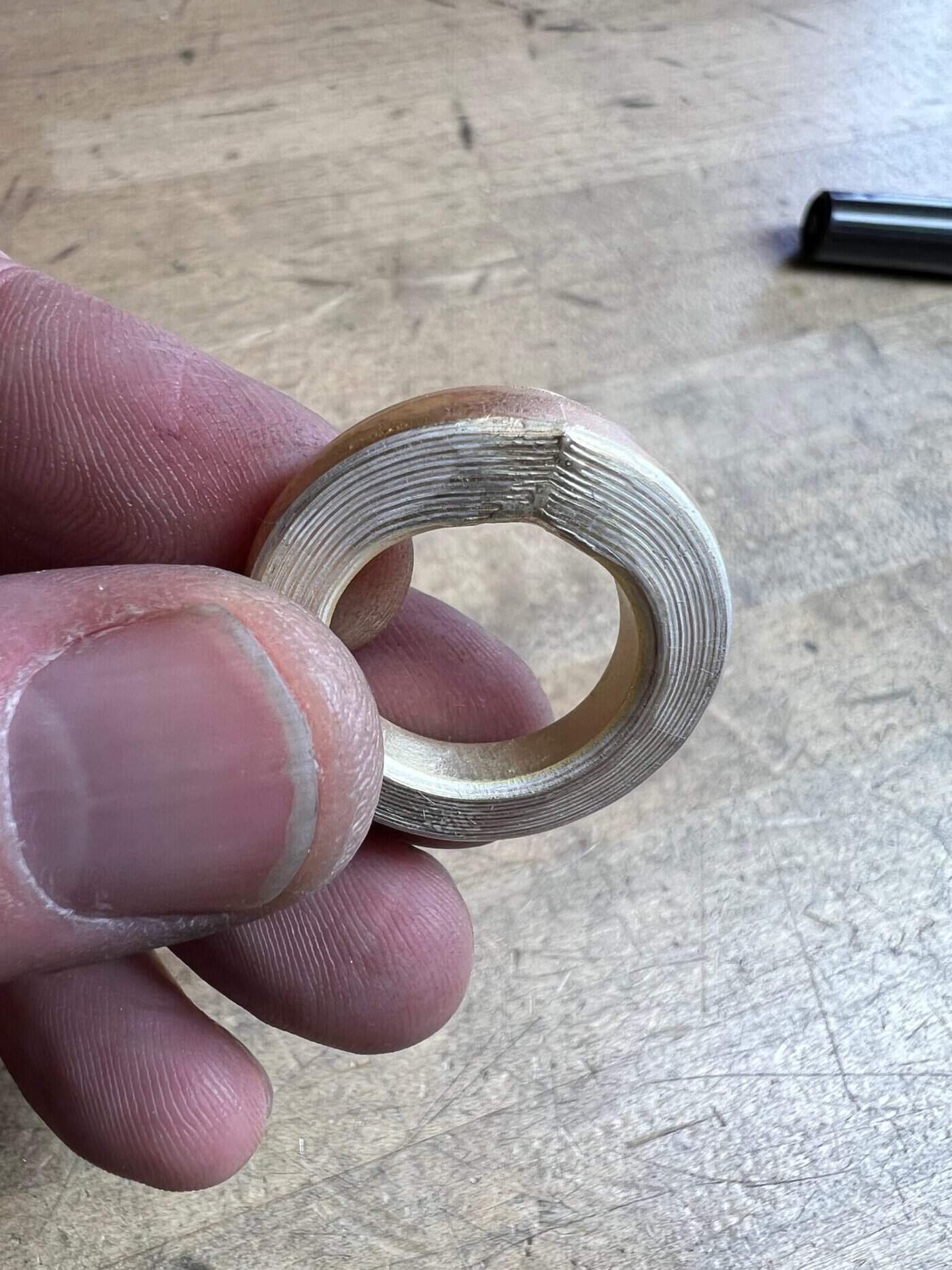 Silver and Gray Mokume Gane Wood Grain Ring - arnkrebs.com